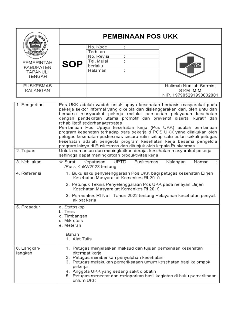 SOP PEMBINAAN POS UKK | PDF