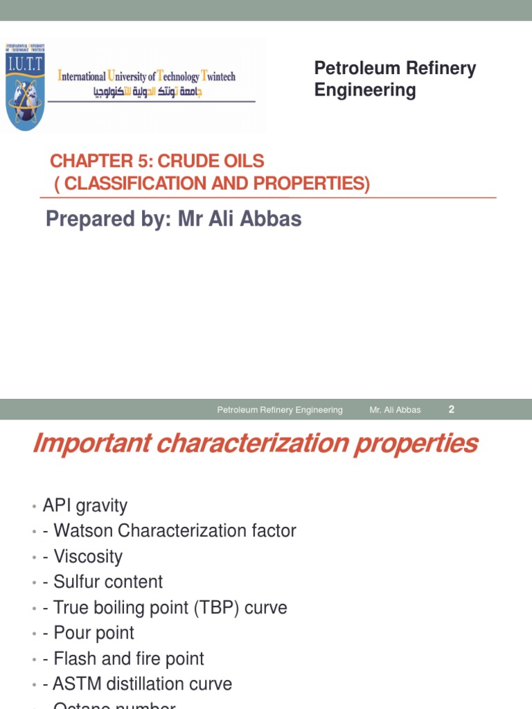 Chapter 5 Crude Oils (Classification and Properties) PP | PDF ...