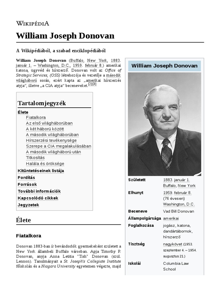 William Joseph Donovan | PDF