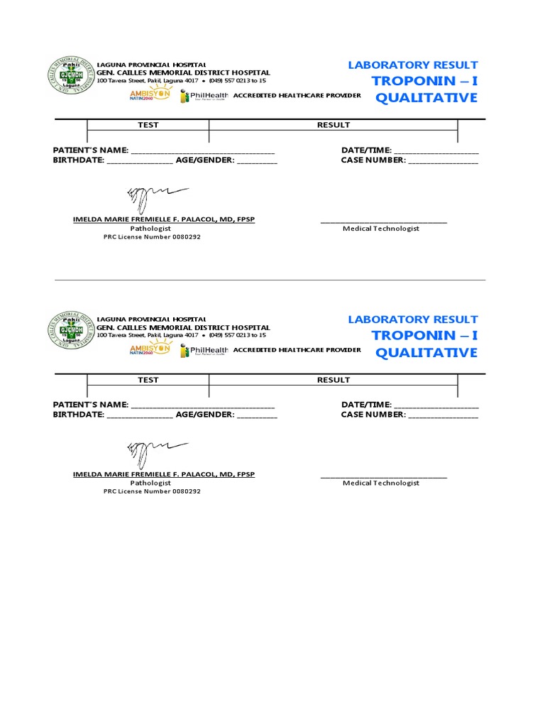 Trop-I Qualitative Test Form | PDF