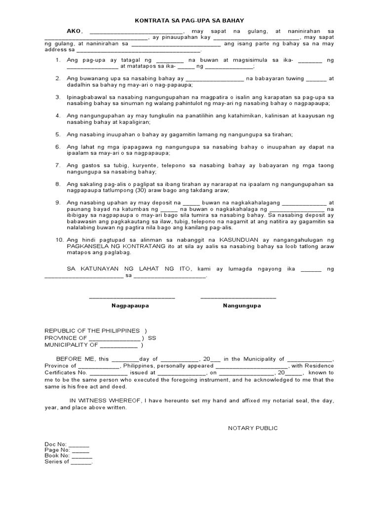 Kontrata Sa Pag-Upa | PDF