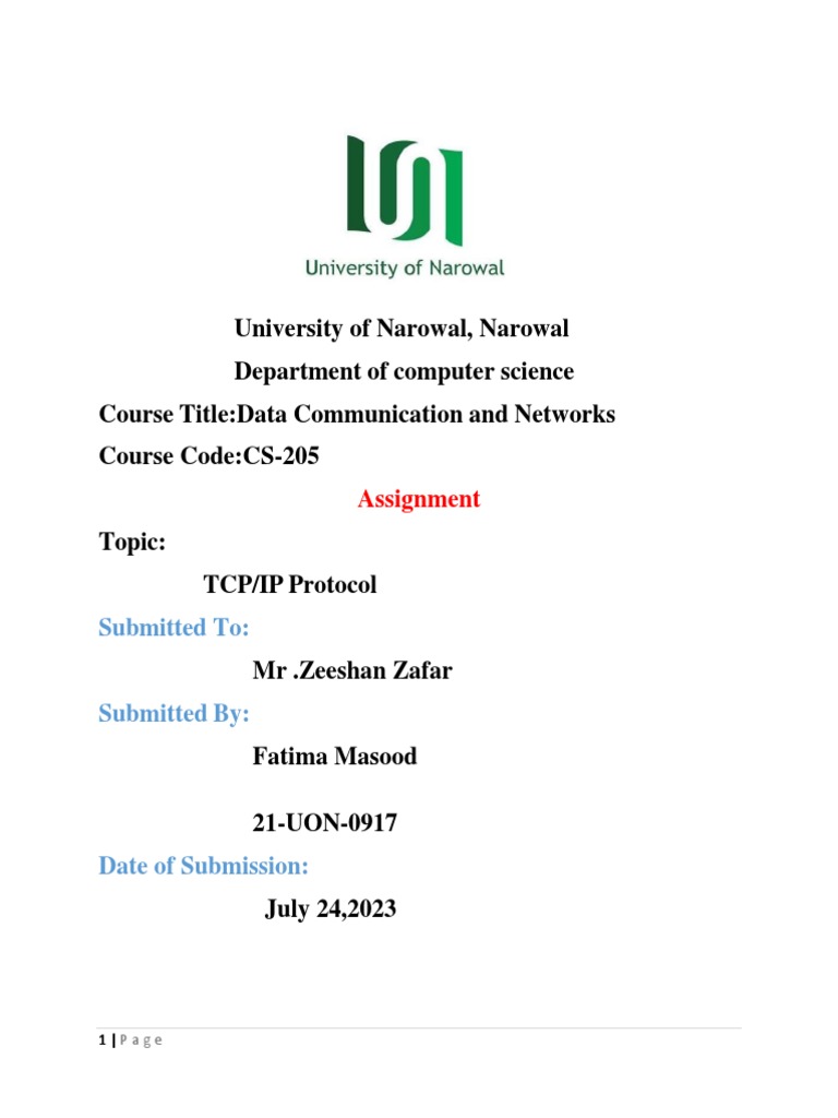 DCN TCP Assignment | Download Free PDF | Internet Protocol Suite | Internet Protocols