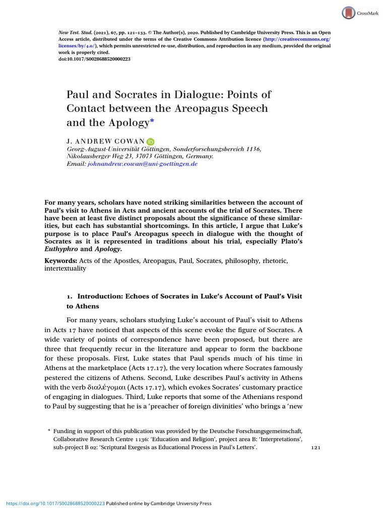 Paul and Socrates in Dialogue Points of Contact Between The Areopagus ...