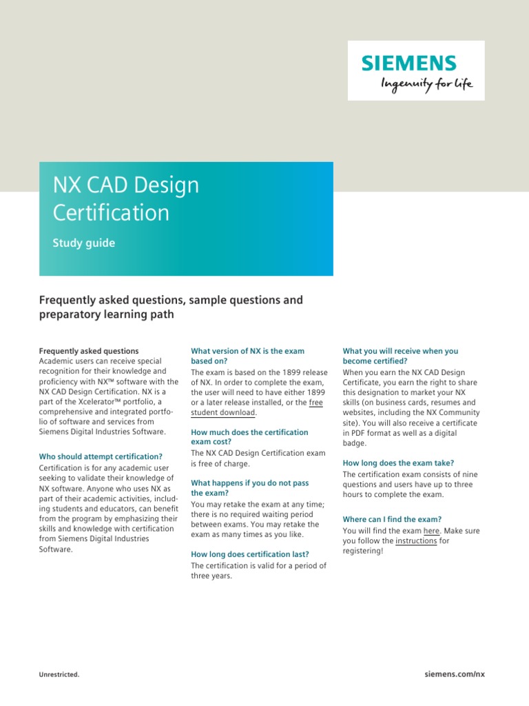 Siemens SW NX CAD Design Academic Certification FQ 78712 C6 Tcm27 65590 | PDF | Computer Aided ...