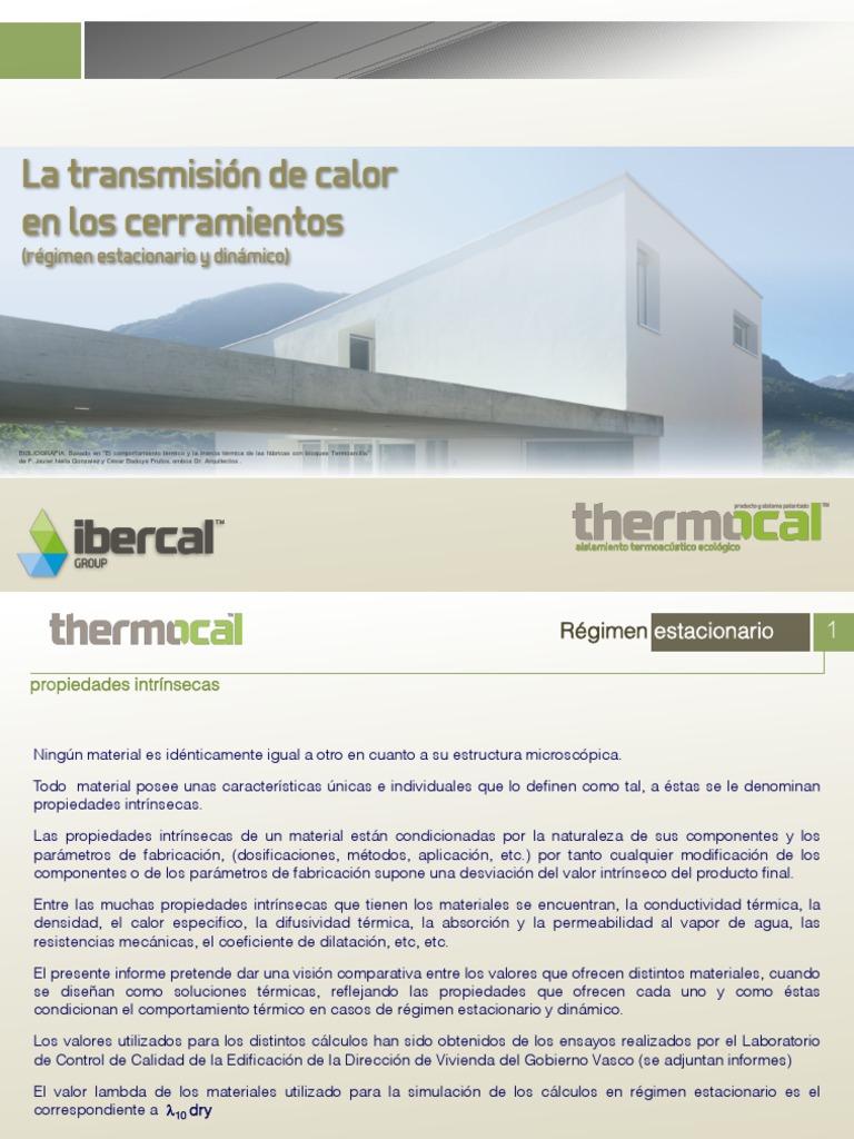 Comparativa Lana Mineral, Eps y Thermocal Q | PDF | Conductividad ...