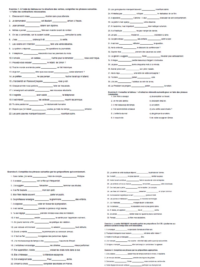 Exercices Prépositions | PDF