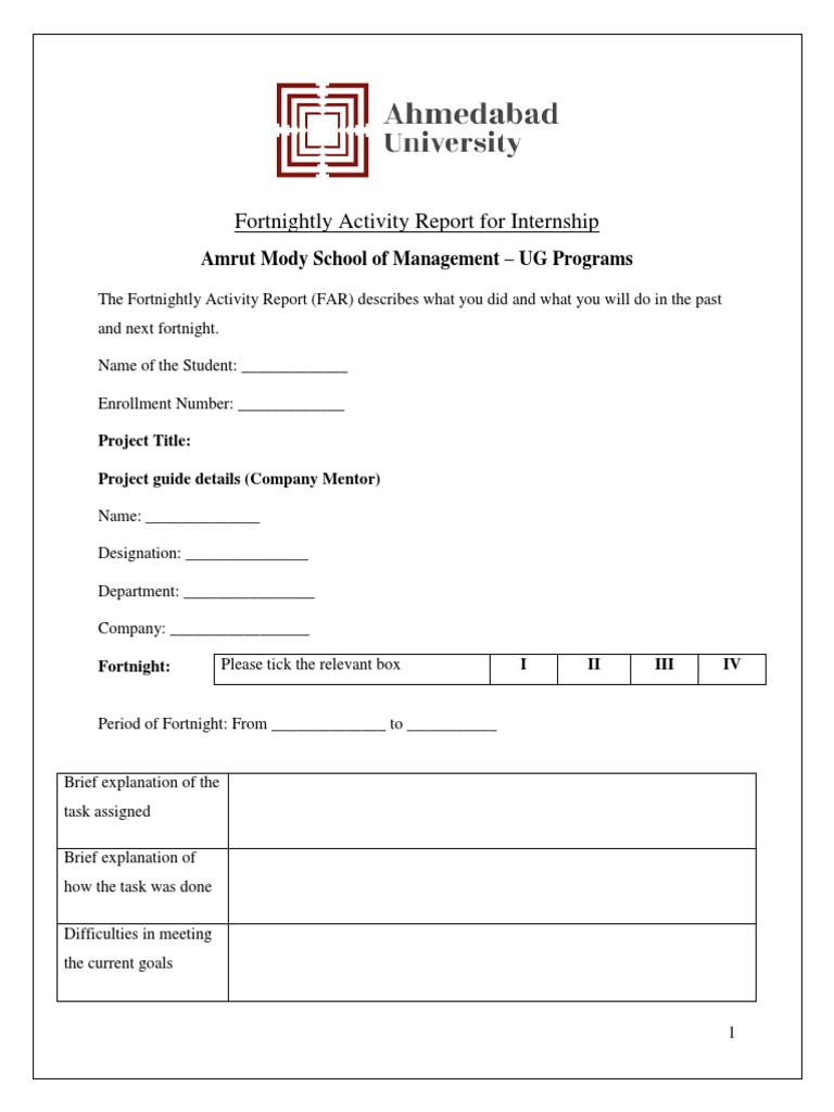 Format of Fortnightly Report | PDF
