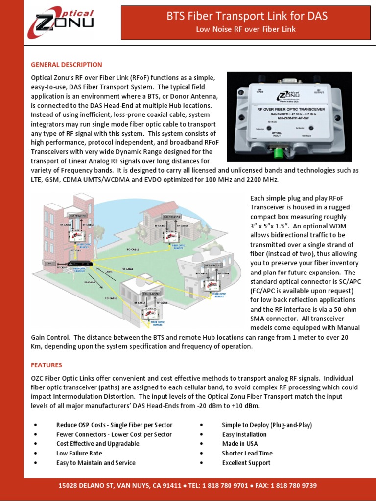 RF over Fiber Transport System for DAS | PDF | Optical Fiber ...