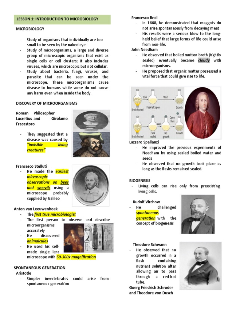 Lesson 1 History of Microbiology | PDF | Microorganism | Louis Pasteur
