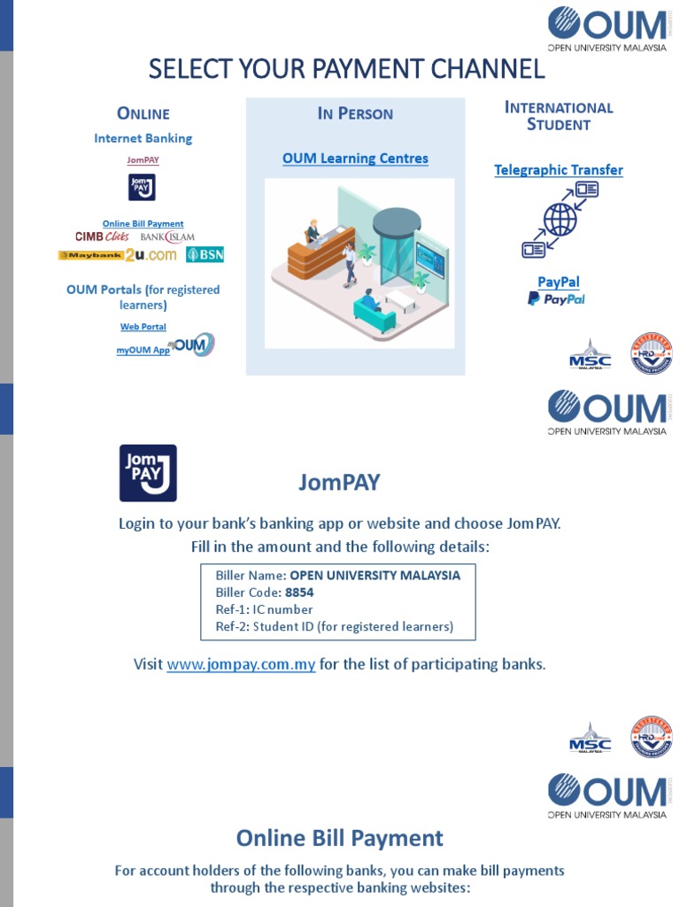 OUM Payment Channels (2023) | PDF