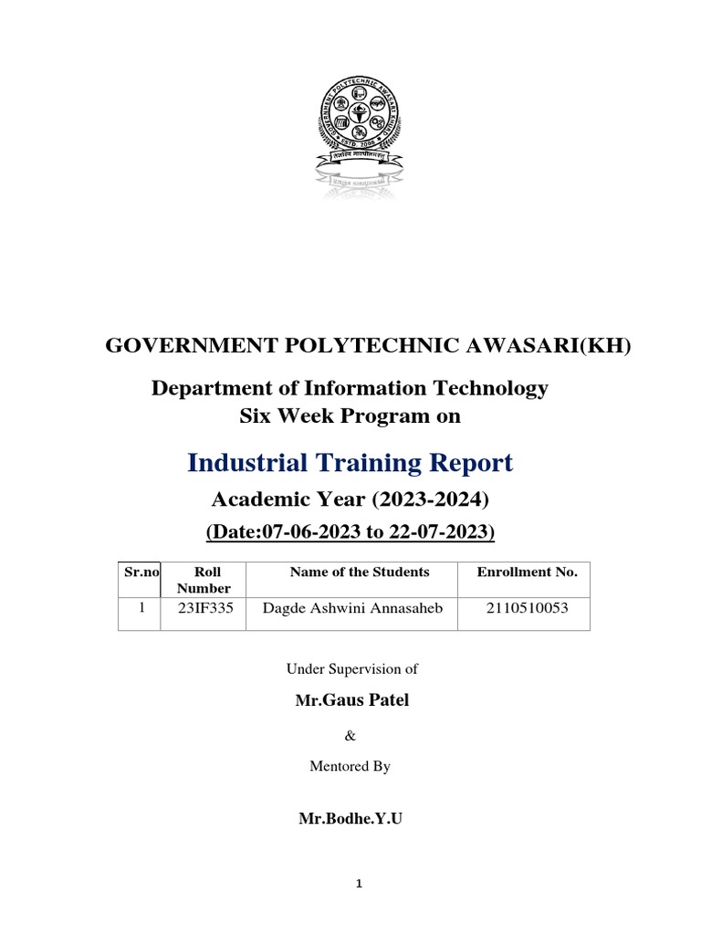 Ashwini Industrial Training Report | PDF | Computer Security | Security