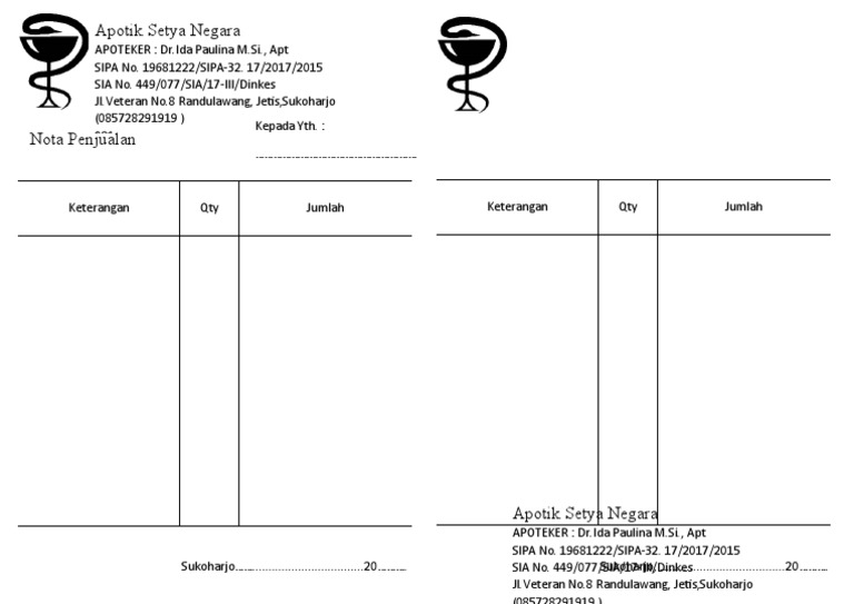 Nota Penjualan Apotik Kayu Ambon | PDF