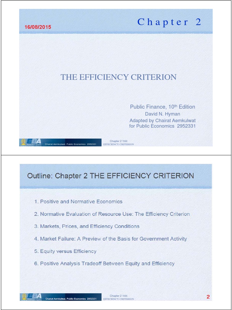 PE EBA Ch02 The Efficiency Criterion 2015 (Compatibility Mode) | PDF | Economics | Prices