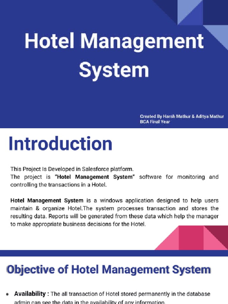 Hotel Management System by Harsh Aditya Mathur | PDF