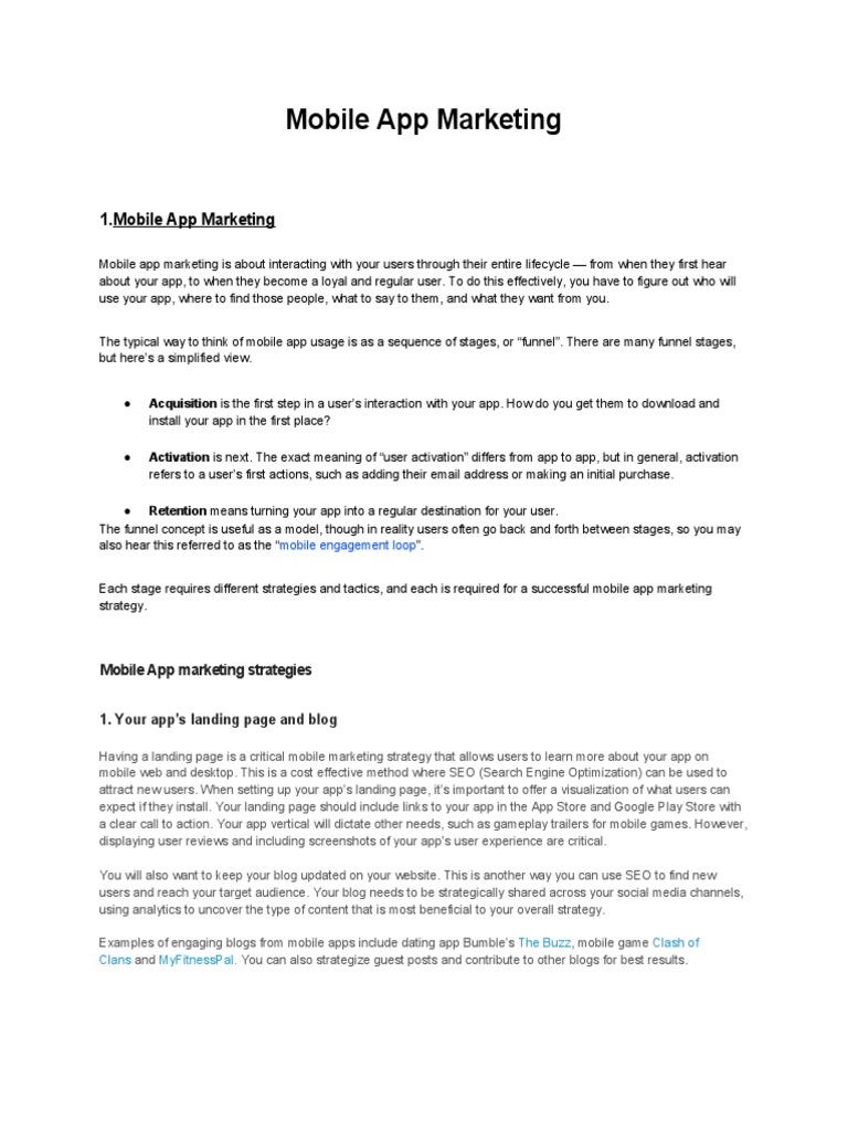 Mobile App Marketing | PDF | Advertising | Mobile App Mobile App Marketing | PDF | Advertising | Mobile App
