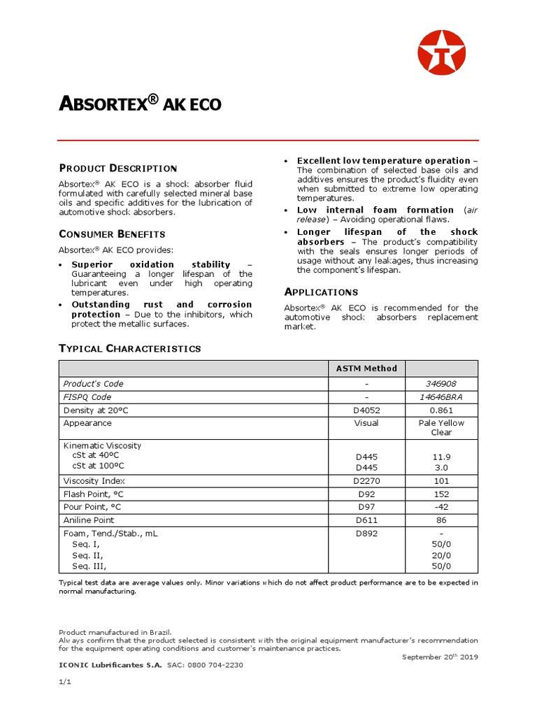 BT - Absortex Ak Eco - 349080 - Rev 200919 en | PDF | Viscosity | Lubricant