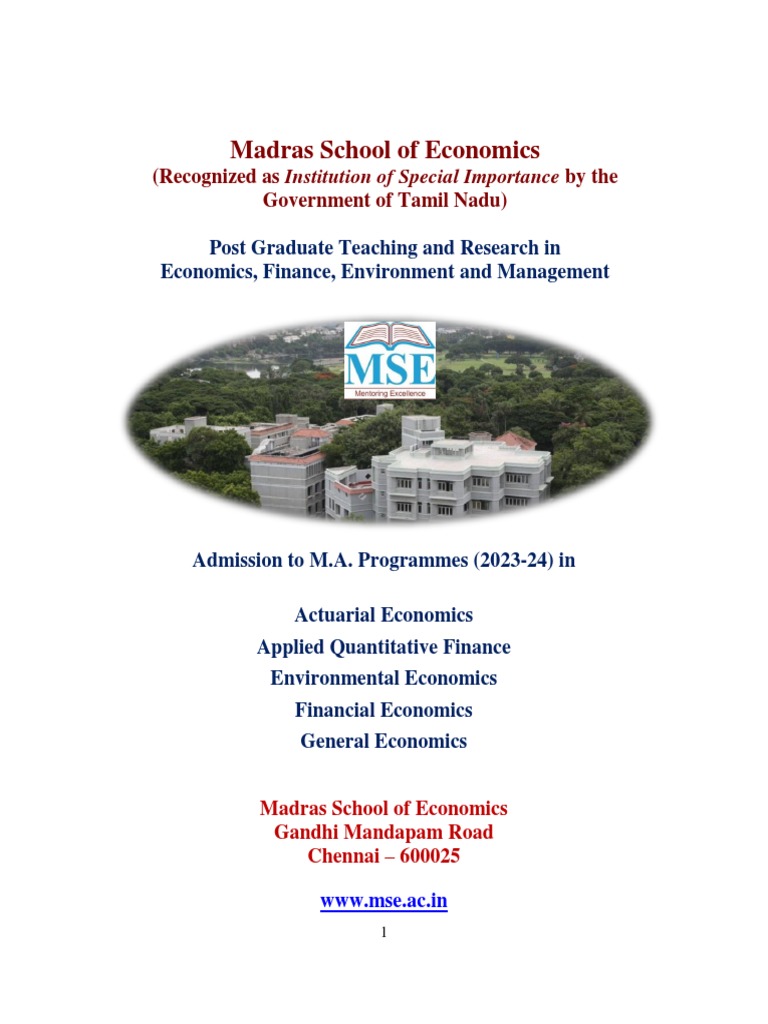 MSE MA Programs Brochure 2023 | PDF | Fiscal Policy | Deficit Spending