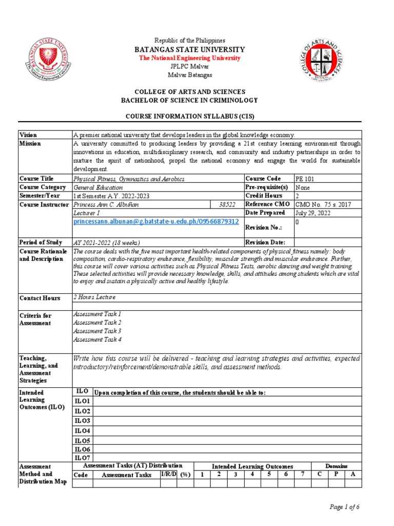 Syllabus PE 101 | PDF | Engineering | Leadership
