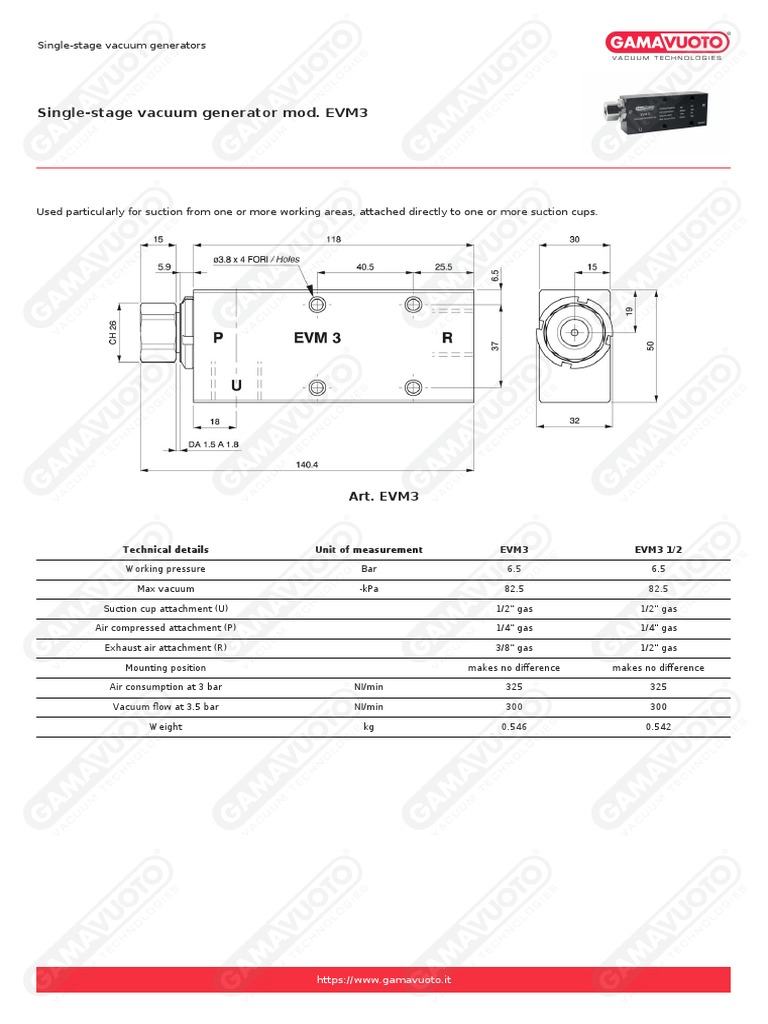 Single-Stage Vacuum Generator Mod. EVM3 | PDF