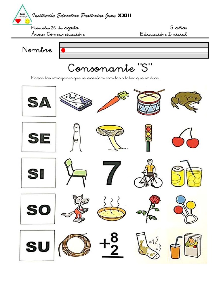 Actividades con la Consonante S para Niños | PDF