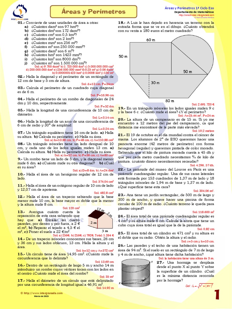 Areas Perimetros | PDF | Formas geométricas | Politopos