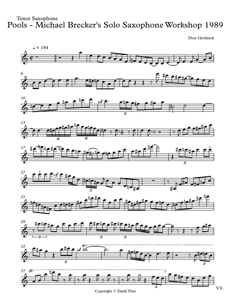 Pools Michael Breckers Solo Saxophone Workshop 1989 Tenor Saxophone | PDF