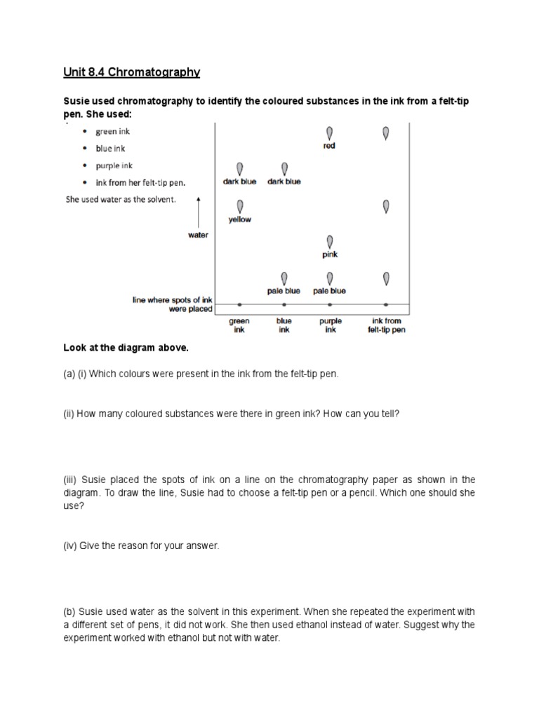 Chromatography Worksheet Part 1 | PDF
