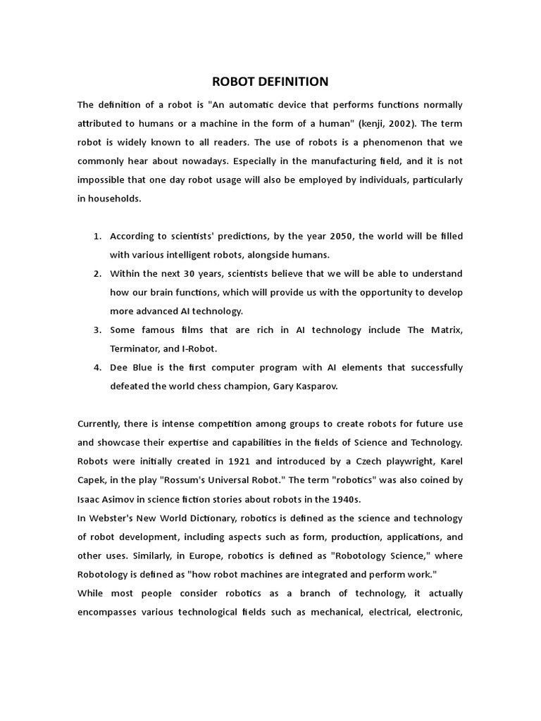Robot Definition | PDF | Robotics | Robot
