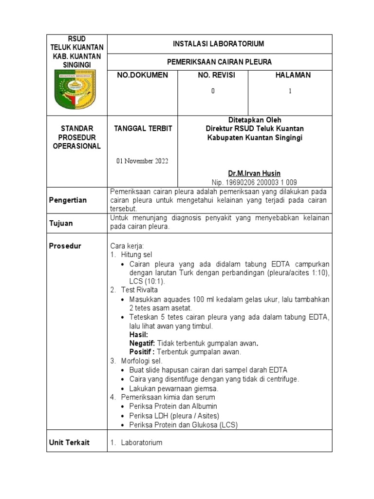 Pemeriksaan Cairan Pleura | PDF | Sains & Matematika