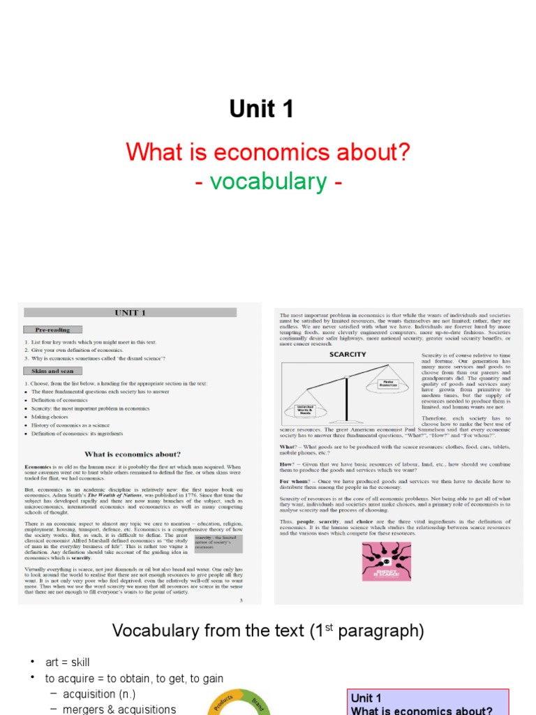 UNIT 1 - What Is Economics About - Vocabulary | PDF | Economics ...