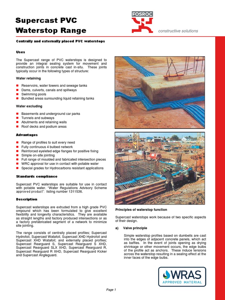 Supercast PVC Waterstop Solutions | PDF | Concrete | Welding