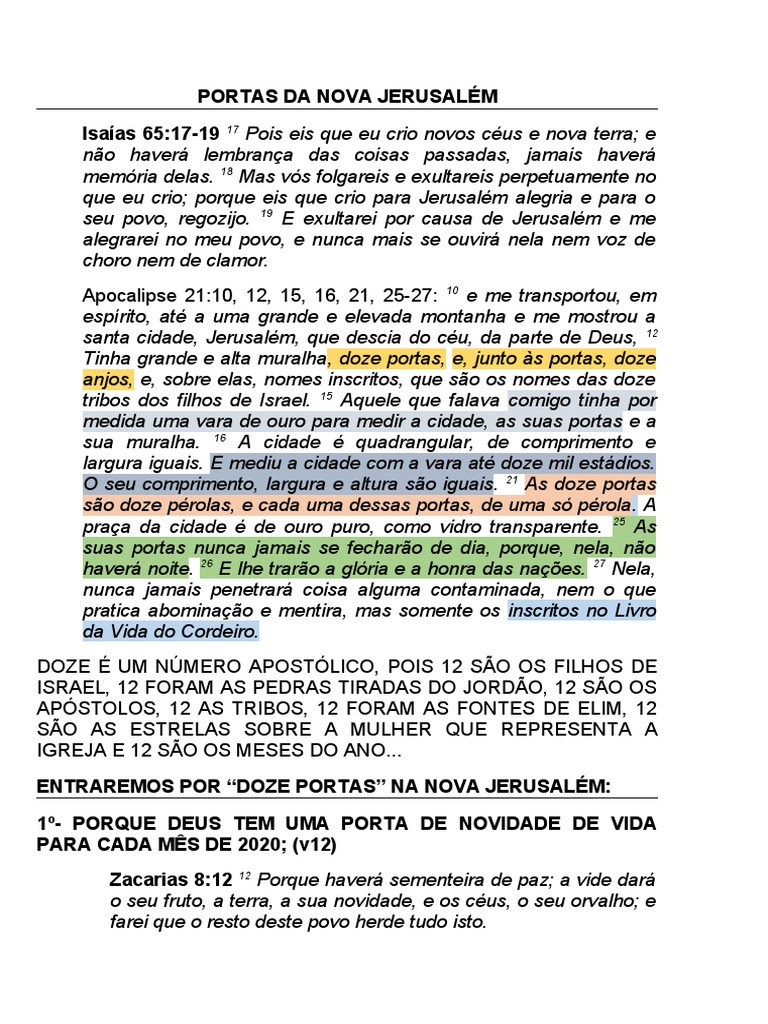 Portas Da Nova Jerusalem | PDF | Jerusalém | Isaías