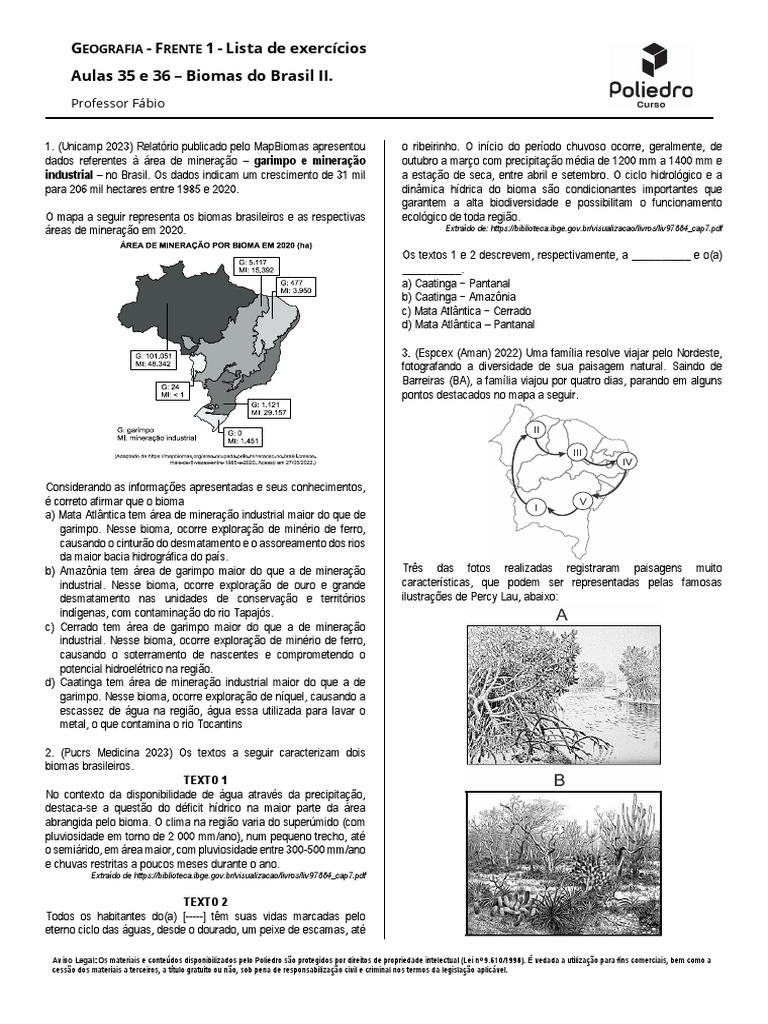 Geo1 Lista Aulas 35 e 36 | PDF