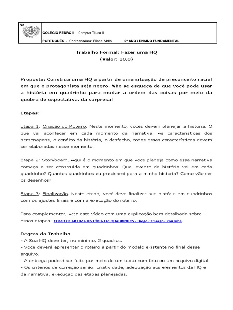 Produção Textual HQ | PDF | Quadrinhos | Narrativa