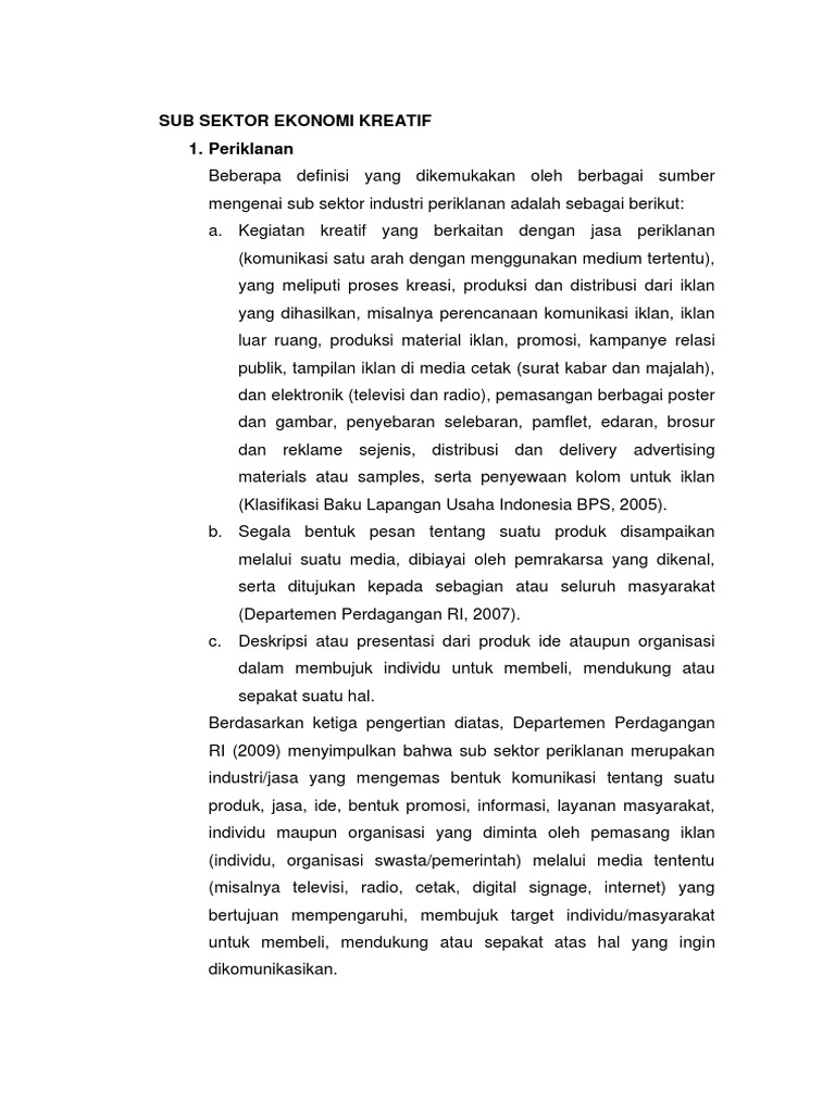 Subsektor Ekonomi Kreatif di Indonesia | PDF