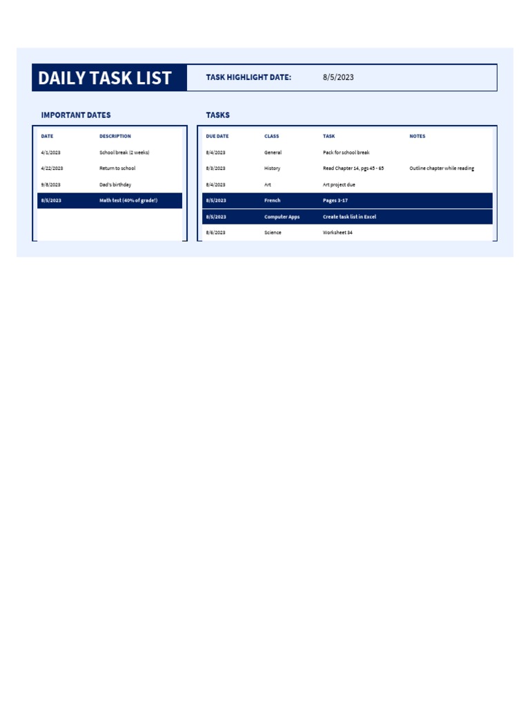 Daily Task List | PDF