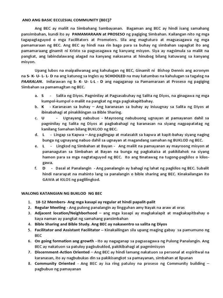 Basic Ecclesial Community | PDF