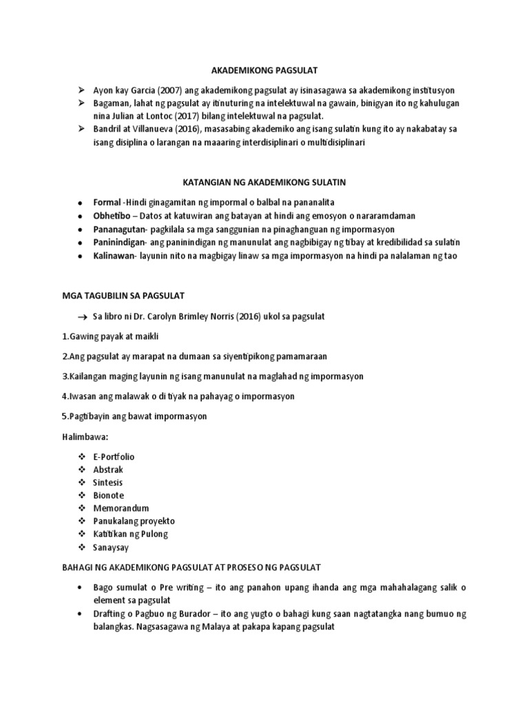 Akademikong Pagsulat | PDF