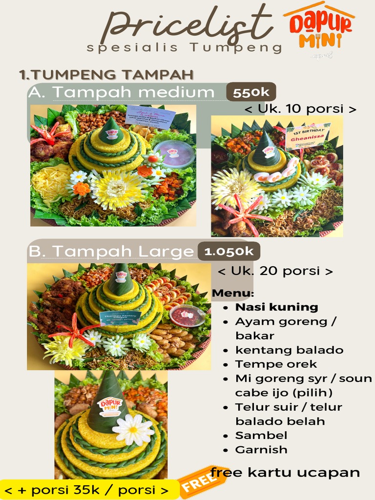 Harga Tumpeng dan Menu Spesial Cilegon | PDF