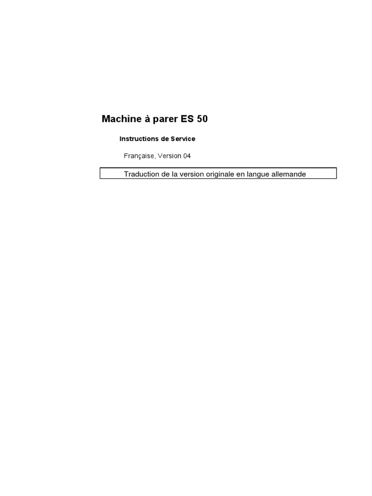 Machine À Parer ES 50 Instructions de Service | PDF | Sécurité