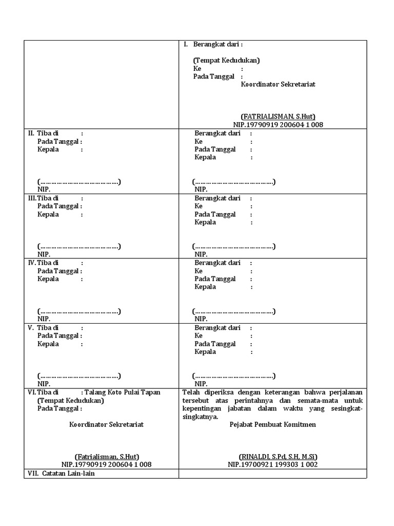 Blanko SPPD Kosong Ok | PDF