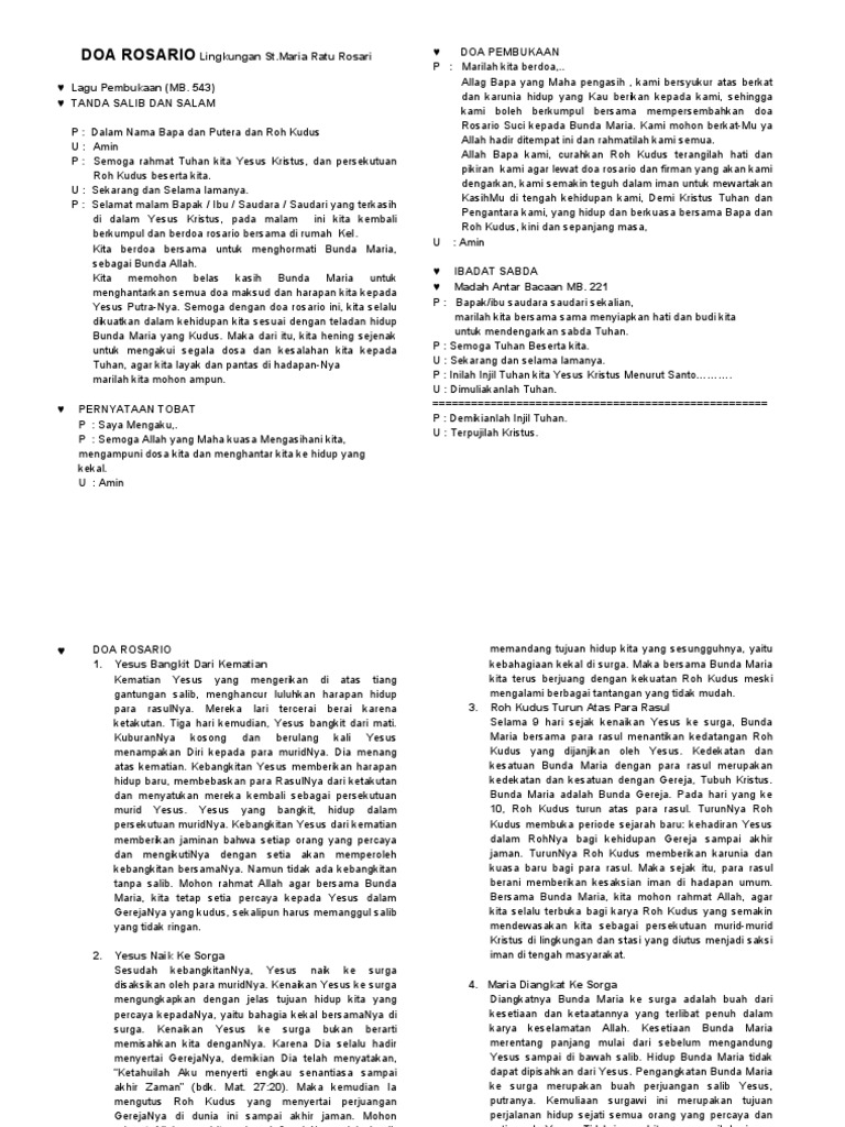 DOA ROSARIO Peristiwa Mulia | PDF