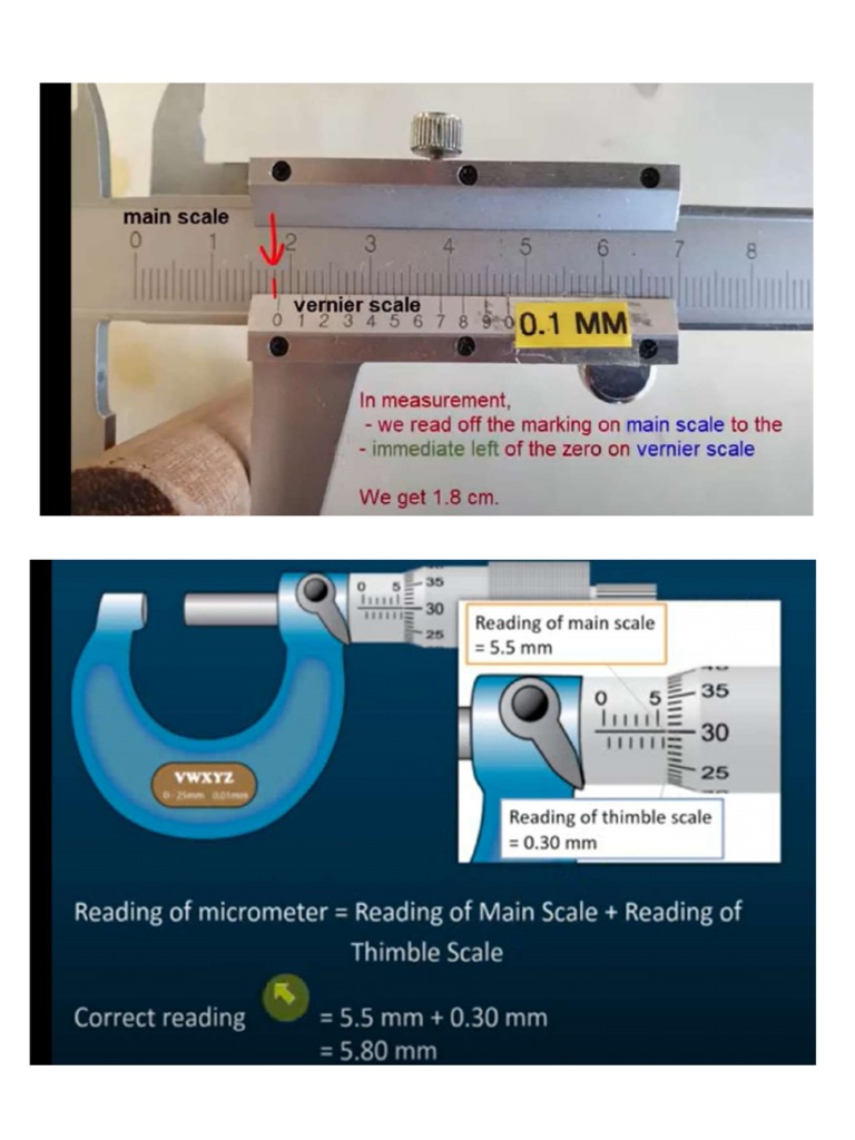 How to read Vernier Calipers and Micrometer | PDF