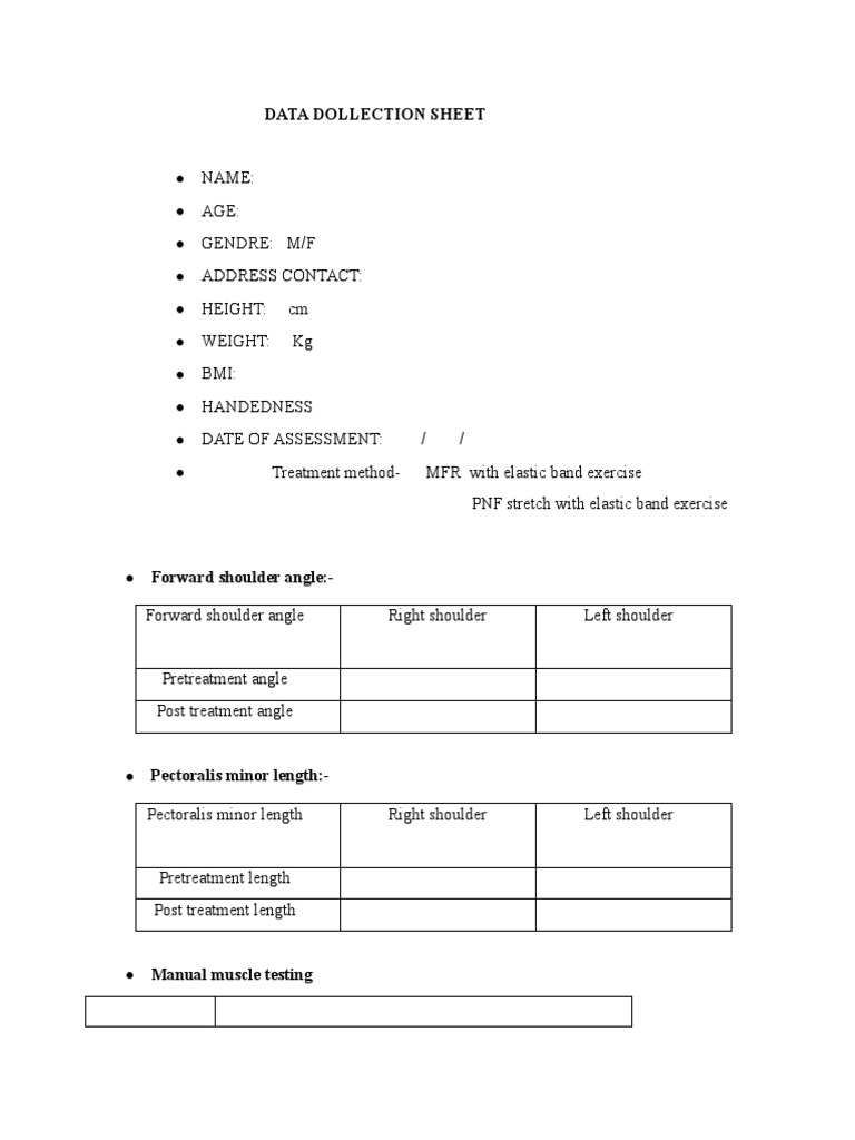 Data Collection Sheet 12 MPT PDF