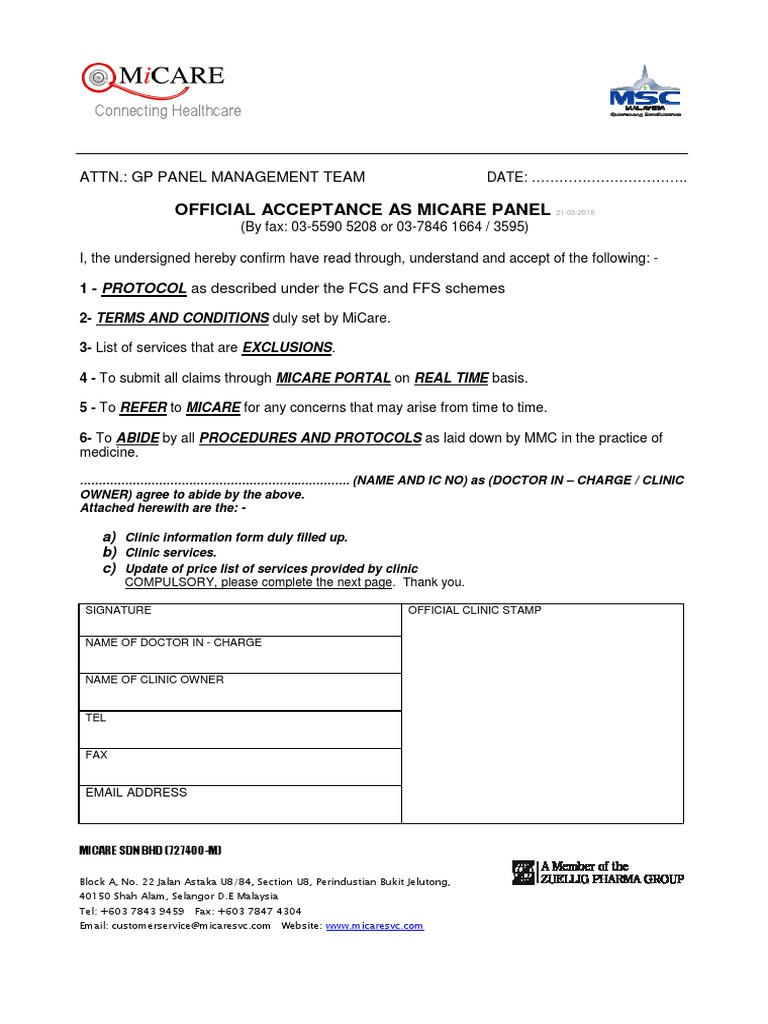 1-MiCARE Official Acceptance As Panel. | PDF