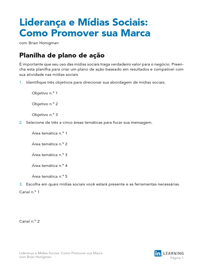 Modelo De Plano De Ação Pdf
