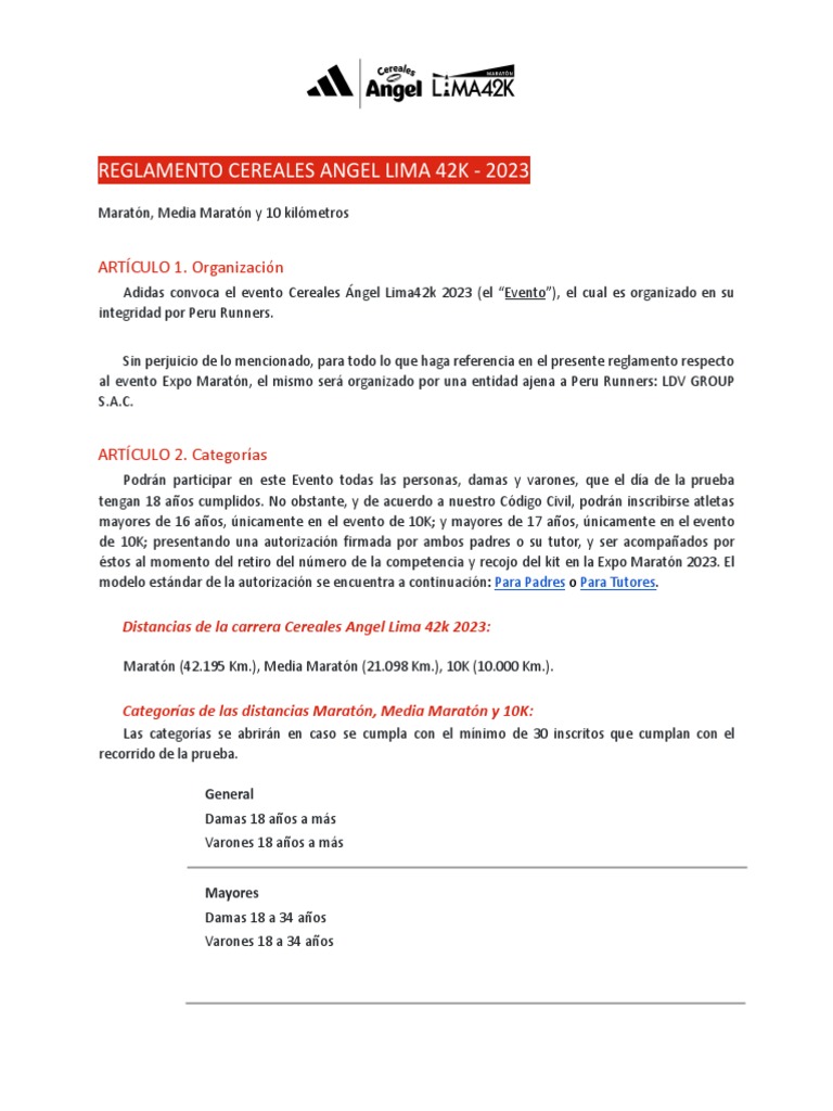 Reglamento Cereales Angel Lima 42K | PDF