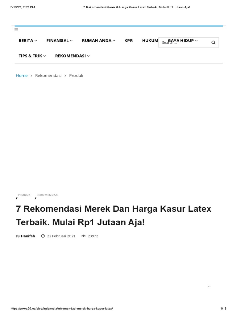7 Rekomendasi Merek & Harga Kasur Latex Terbaik. Mulai Rp1 Jutaan Aja! | PDF