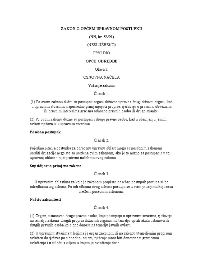 Zakon o Upravnom Postupku - 91 | PDF