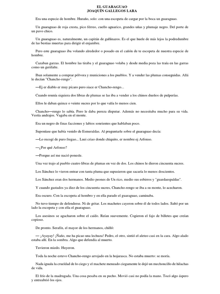El Guaraguao JOAQUIN GALLEGOS LARA | PDF